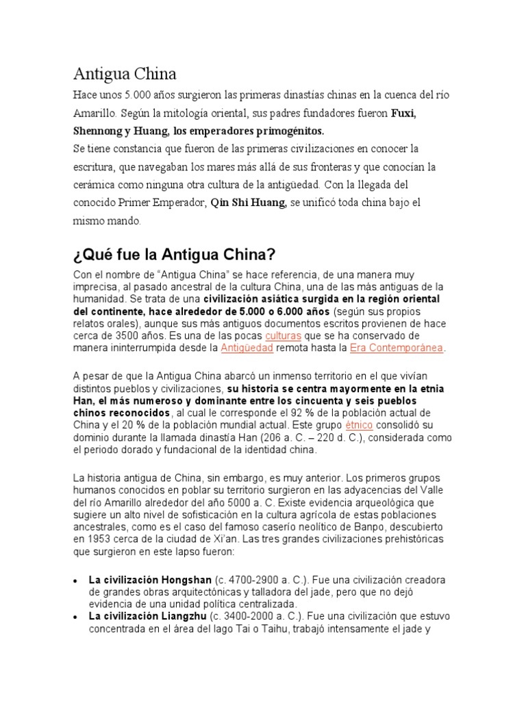 Historia de la Antigua China | PDF | Historia de china | China