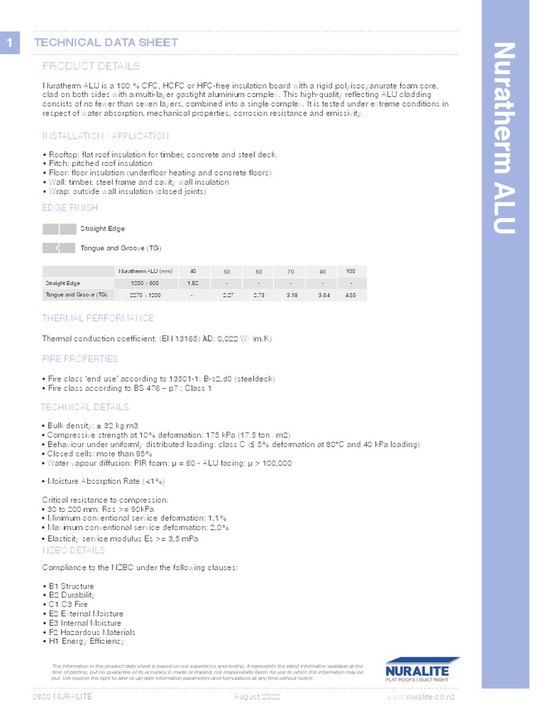 Nuratherm PIR TDS | PDF | Building Engineering | Materials