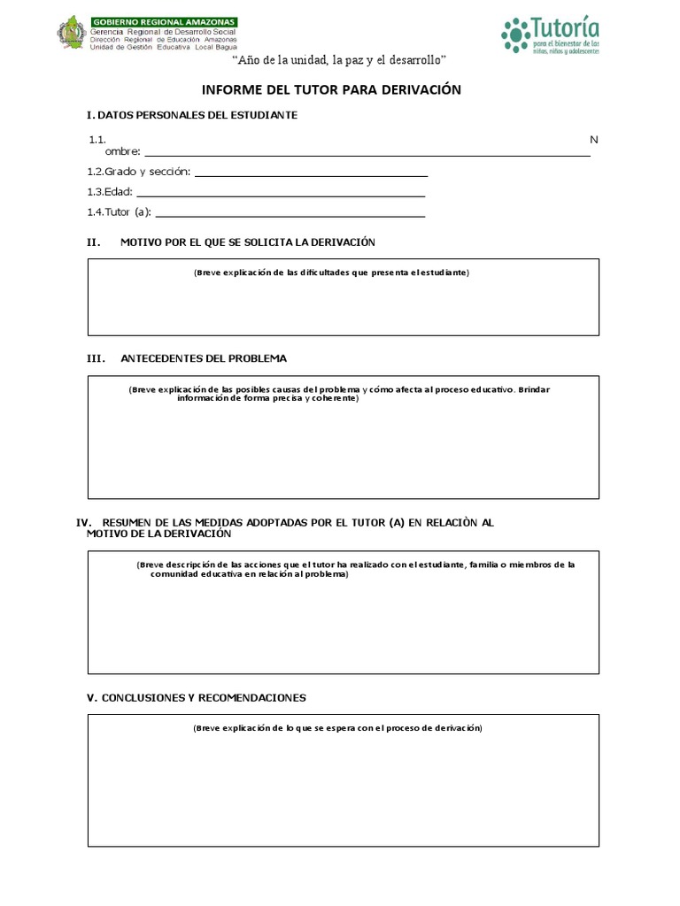 Informe Del Tutor para Derivación | PDF | Ciencias sociales | Viajes y turismo