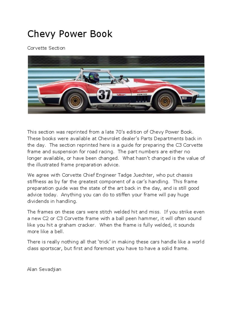 Corvette Section Chevy Power Book | PDF