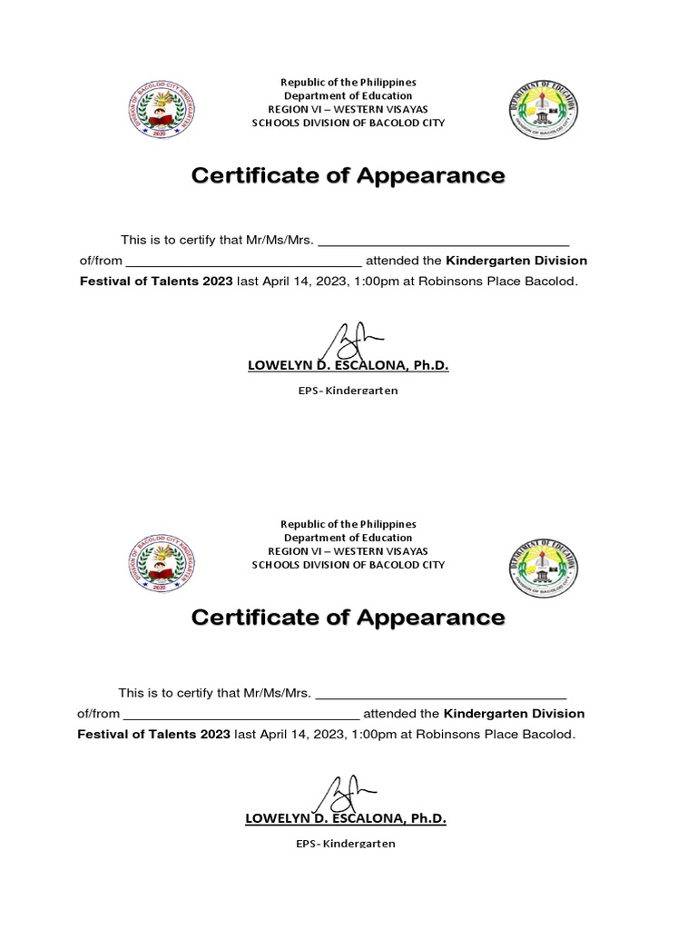 Certificate of Appearance | PDF
