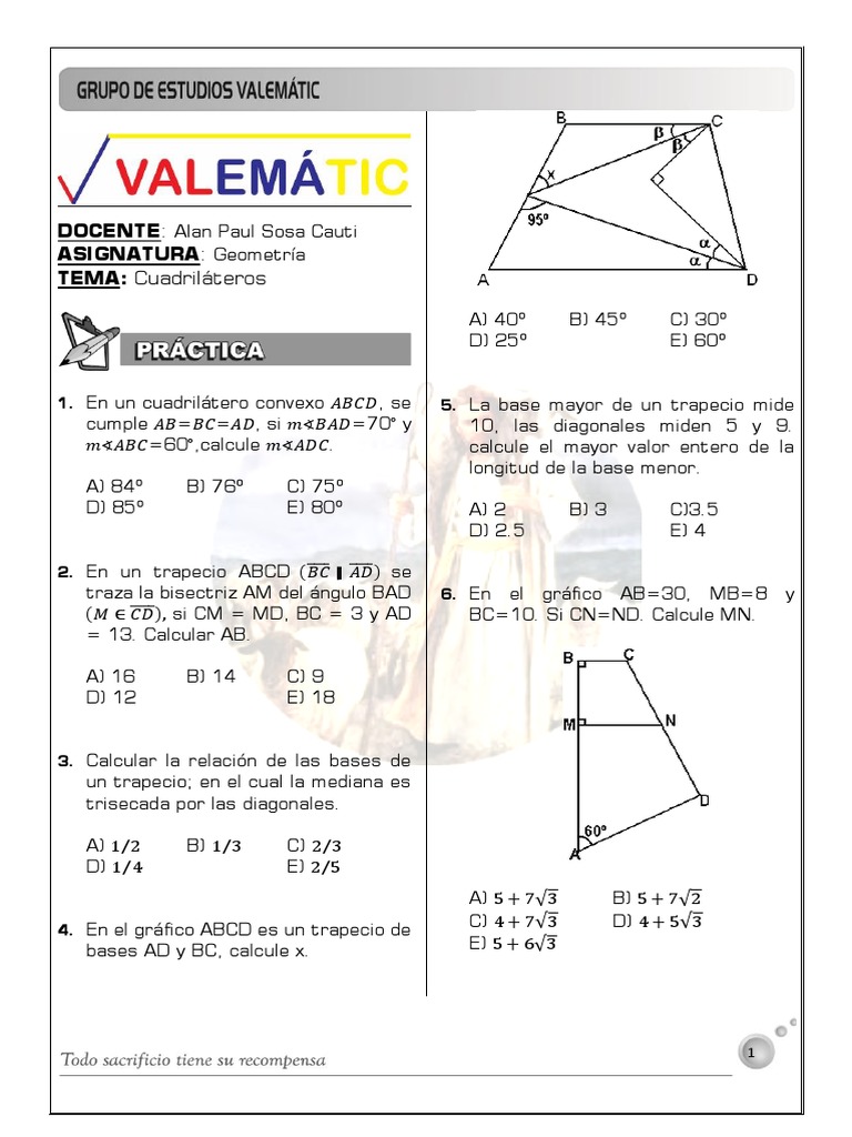 Cálculo de bases en trapecios | PDF | Triángulo | Geometría del plano ...