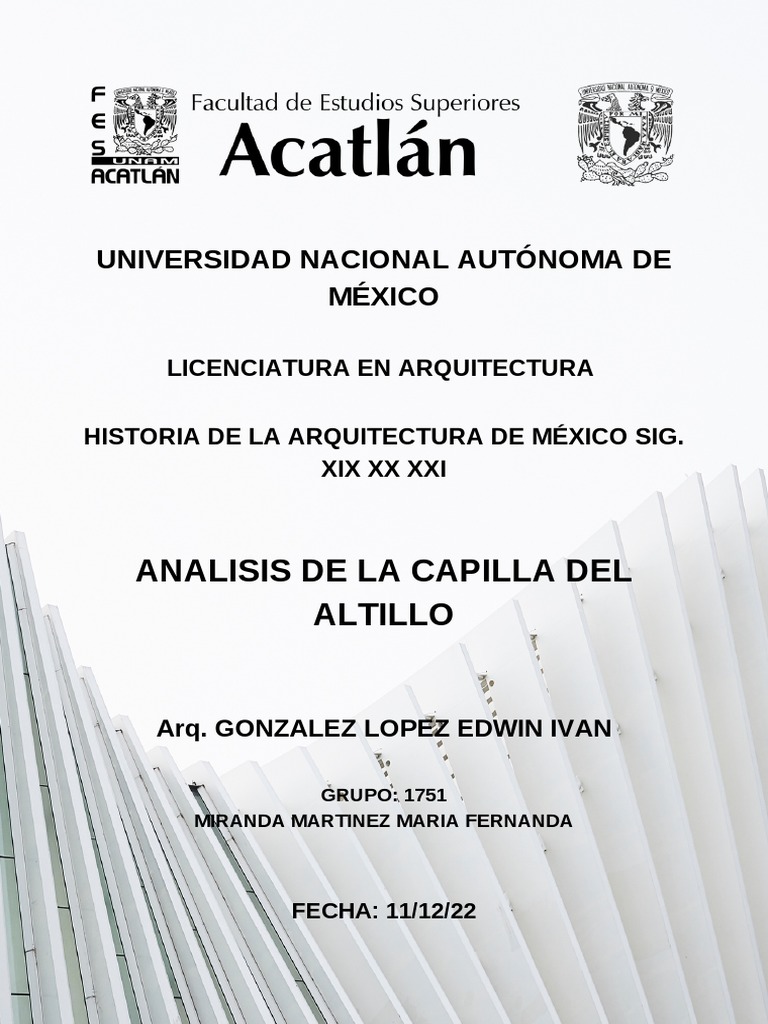 Analisis de La Capilla Del Altillo: Universidad Nacional Autónoma de México | PDF