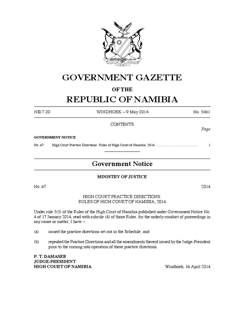 High Court Rules of Namibia 2014 | PDF | Alternative Dispute Resolution ...