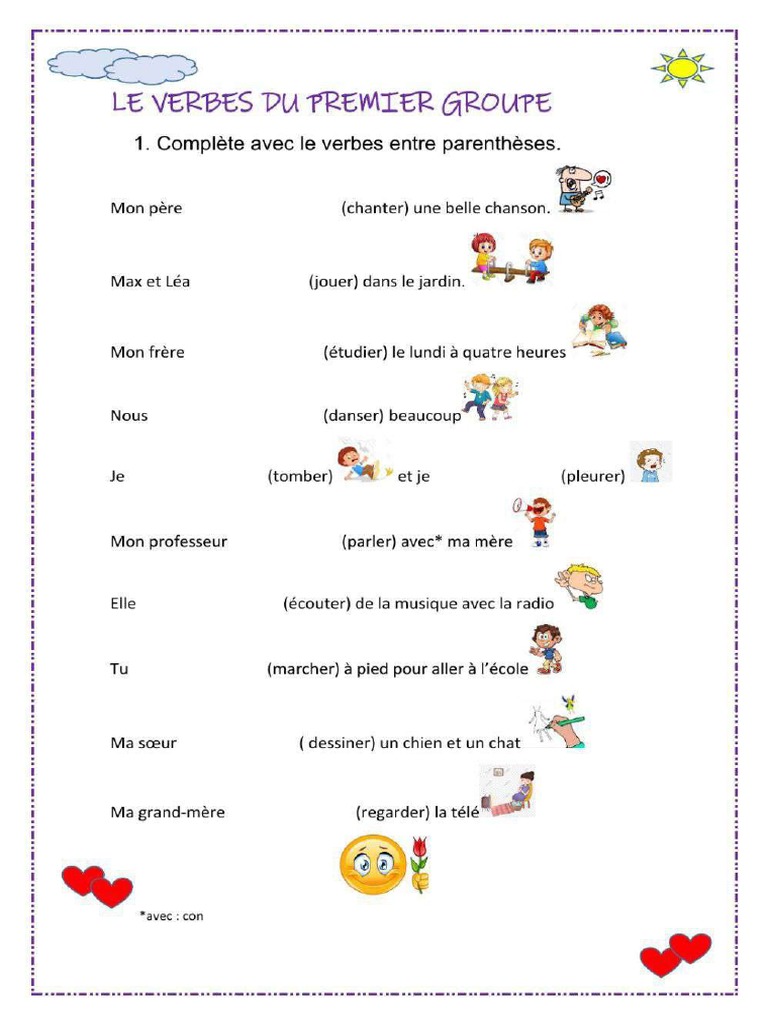 Ejercicio de Verbes Du 1er Groupe | PDF