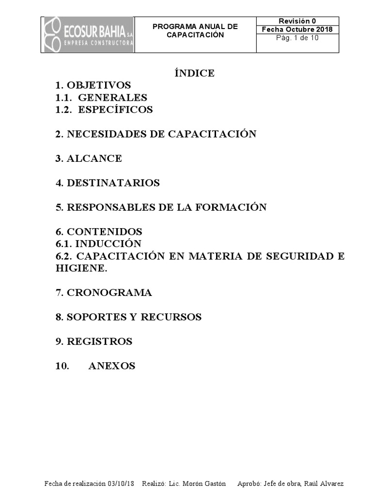 9-Plan de Capacitación Del Personal PLAN ANUAL DE CAPACITACIÓN | PDF | Factores humanos y ...