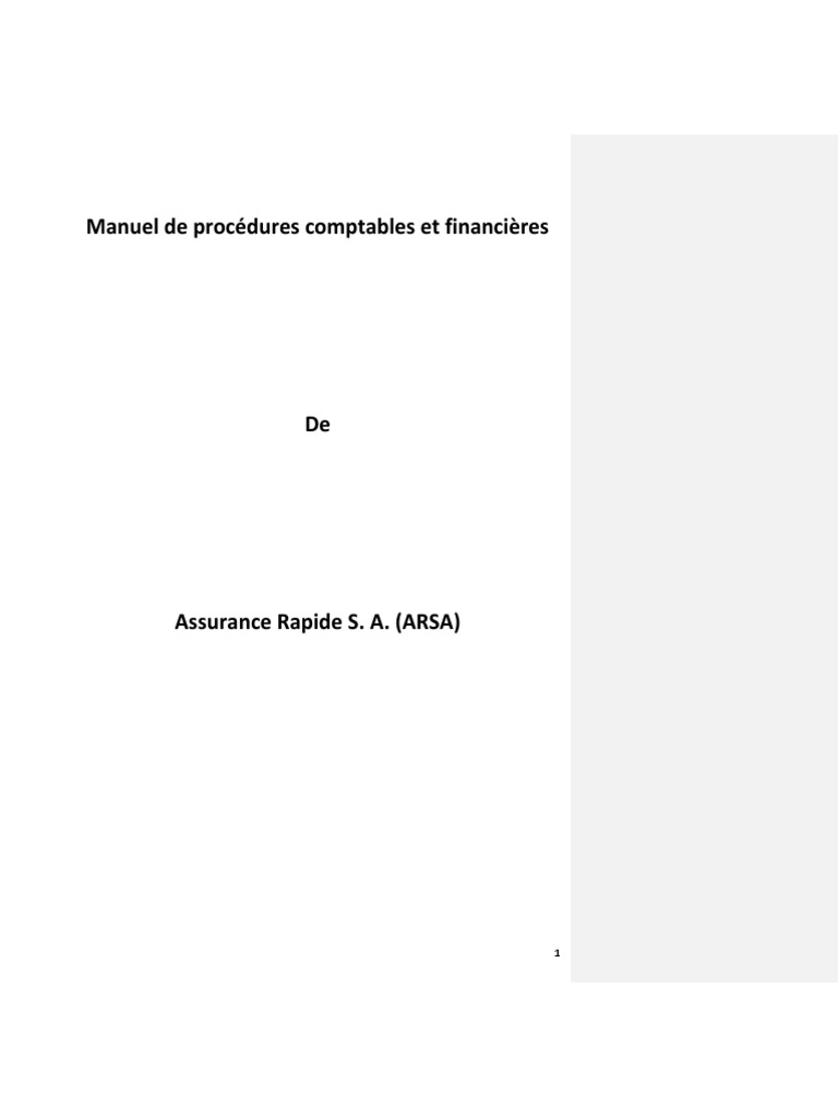 Manuel des procédures comptables ARSA | PDF | Assurance | Immobilisations