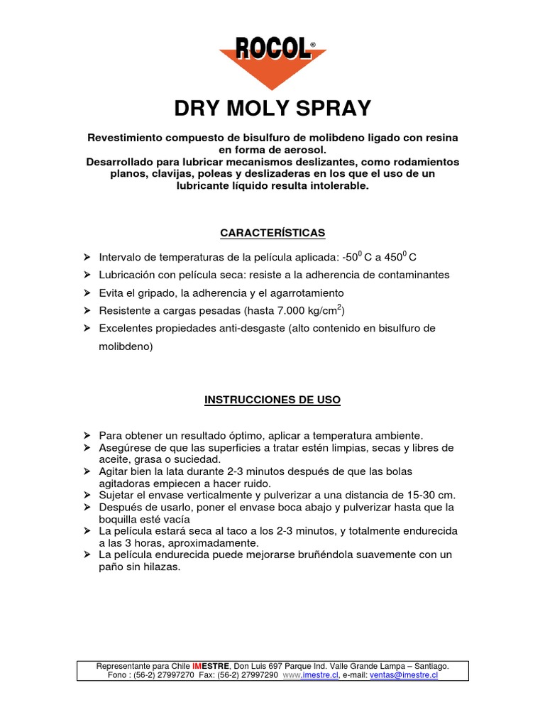 Ficha Técnica - ROCOL DRY MOLY SPRAY | Descargar gratis PDF ...