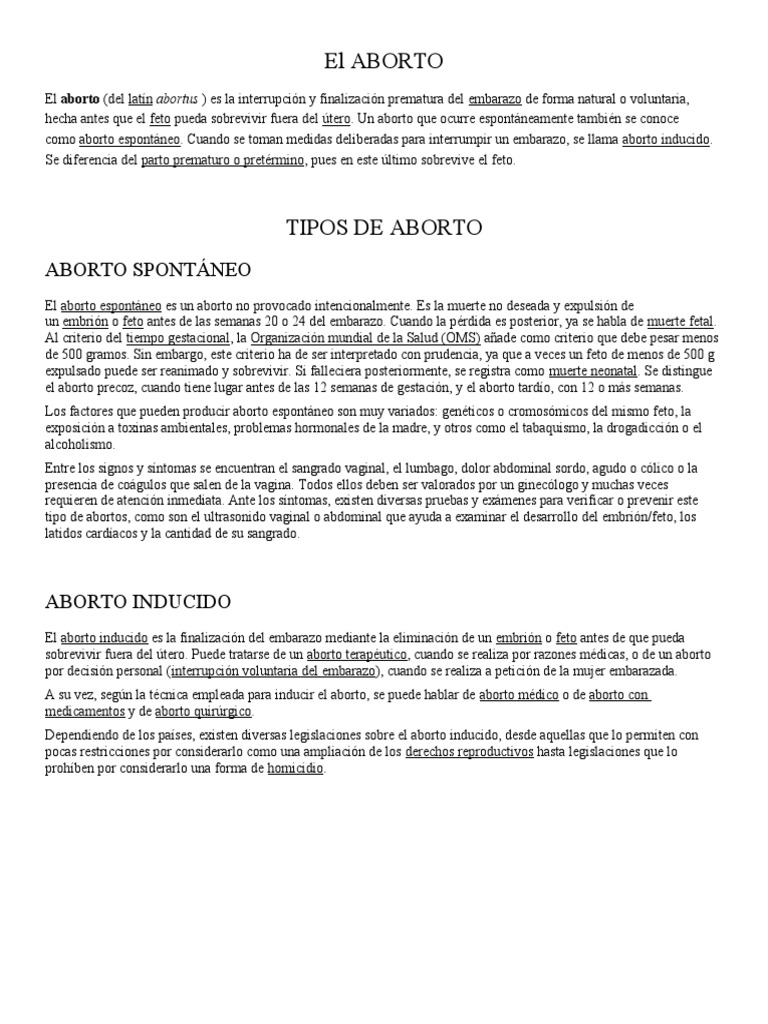 El ABORTO | PDF | Aborto | Aborto espontáneo