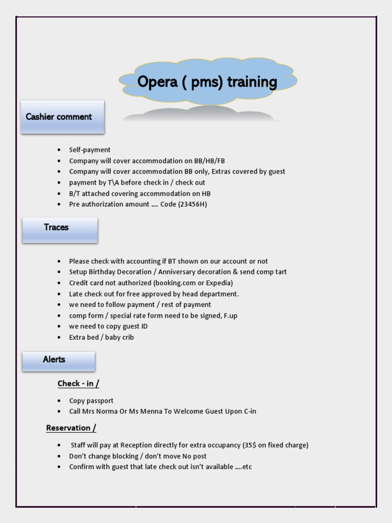 Opera Training PMS | PDF