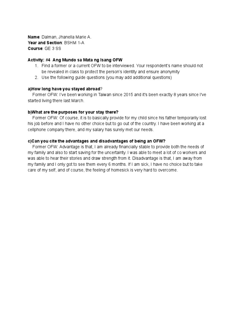 Ofw | PDF | Globalization | Economics