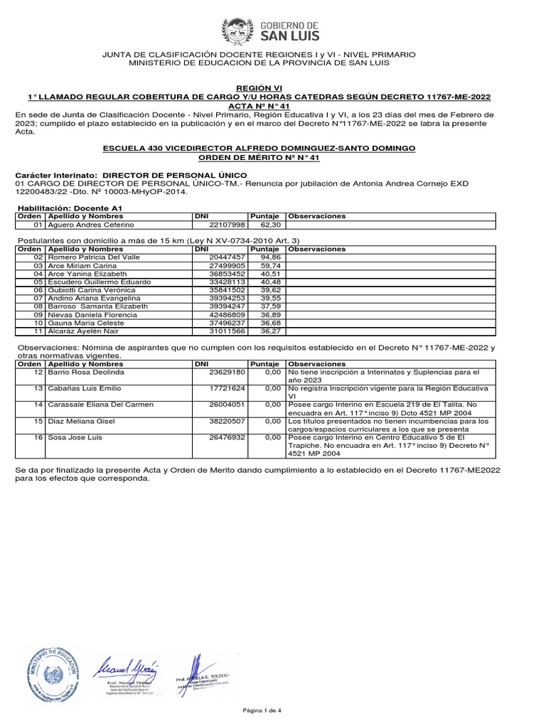 1o LLAMADO REG 2023 PROVISORIO REG 6 PRIMARIA | PDF