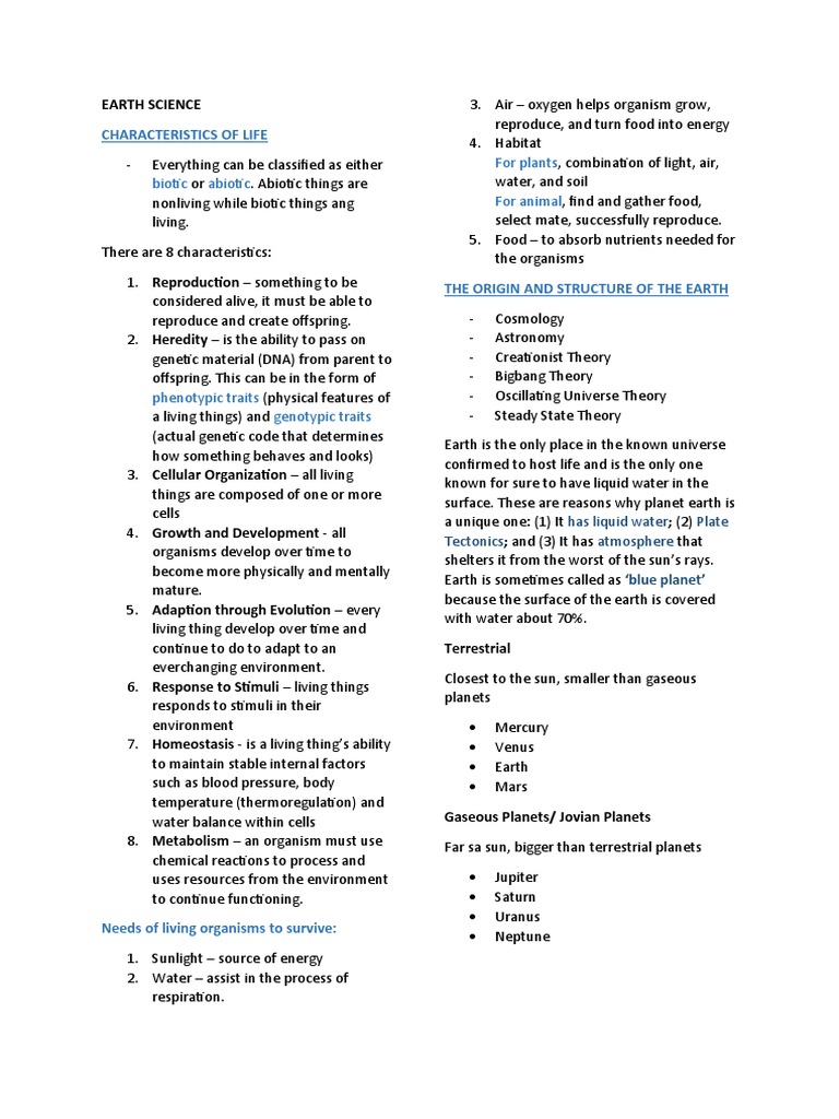Characteristics of Life on Earth: An Overview of the Eight Essential ...