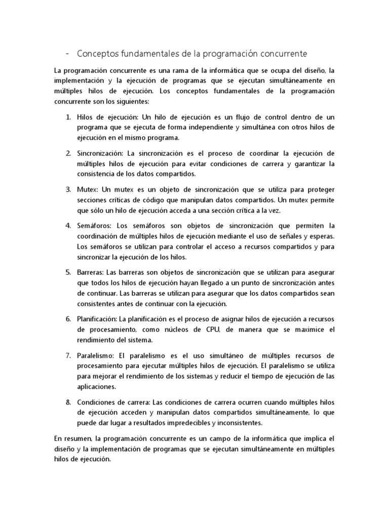 Conceptos Fundamentales de La Programación Concurrente | PDF | Hilo (Computación) | Tecnología ...