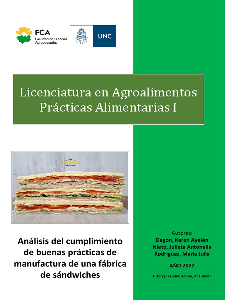 Licenciatura en Agroalimentos Prácticas Alimentarias I | Descargar gratis PDF | Panes | Alimentos