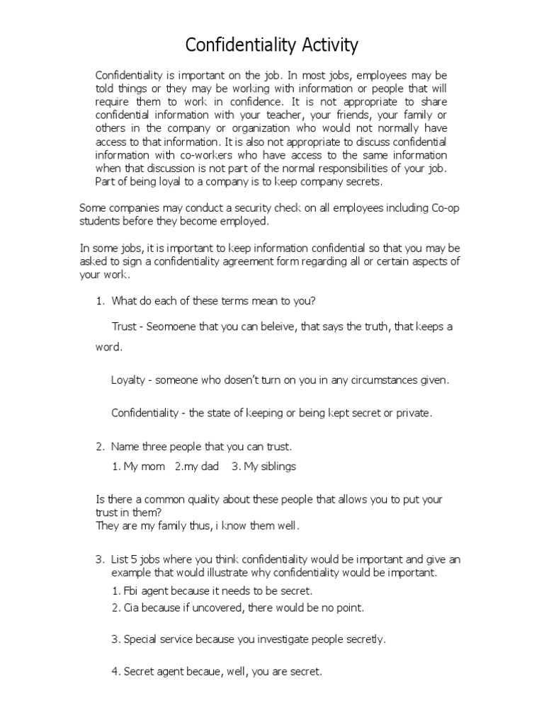 Importance of Workplace Confidentiality | PDF | Confidentiality ...