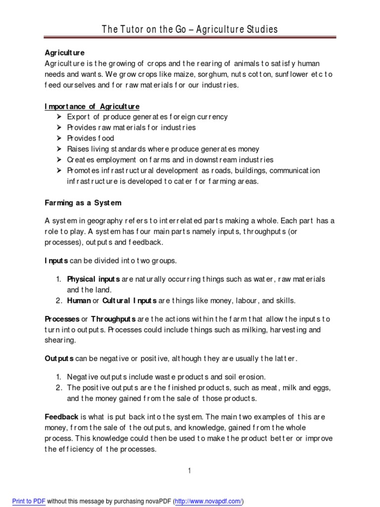 Geography Notes - Agriculture | PDF | Agriculture | Pastoralism