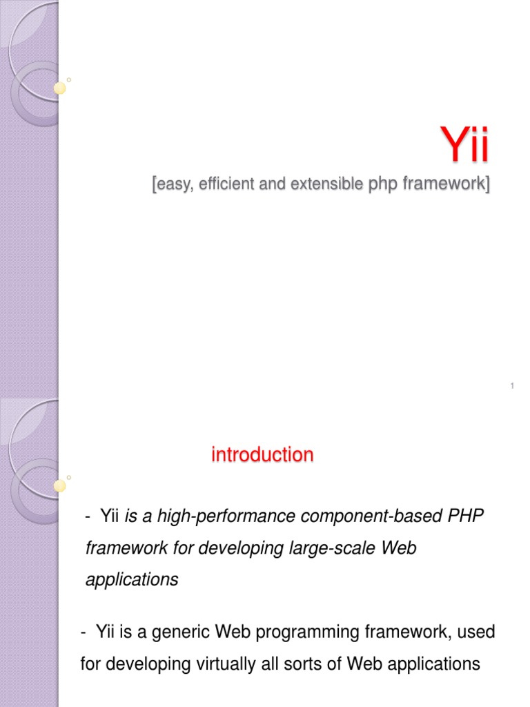 Yii Framework Overview and Features | PDF | Model–View–Controller | Php