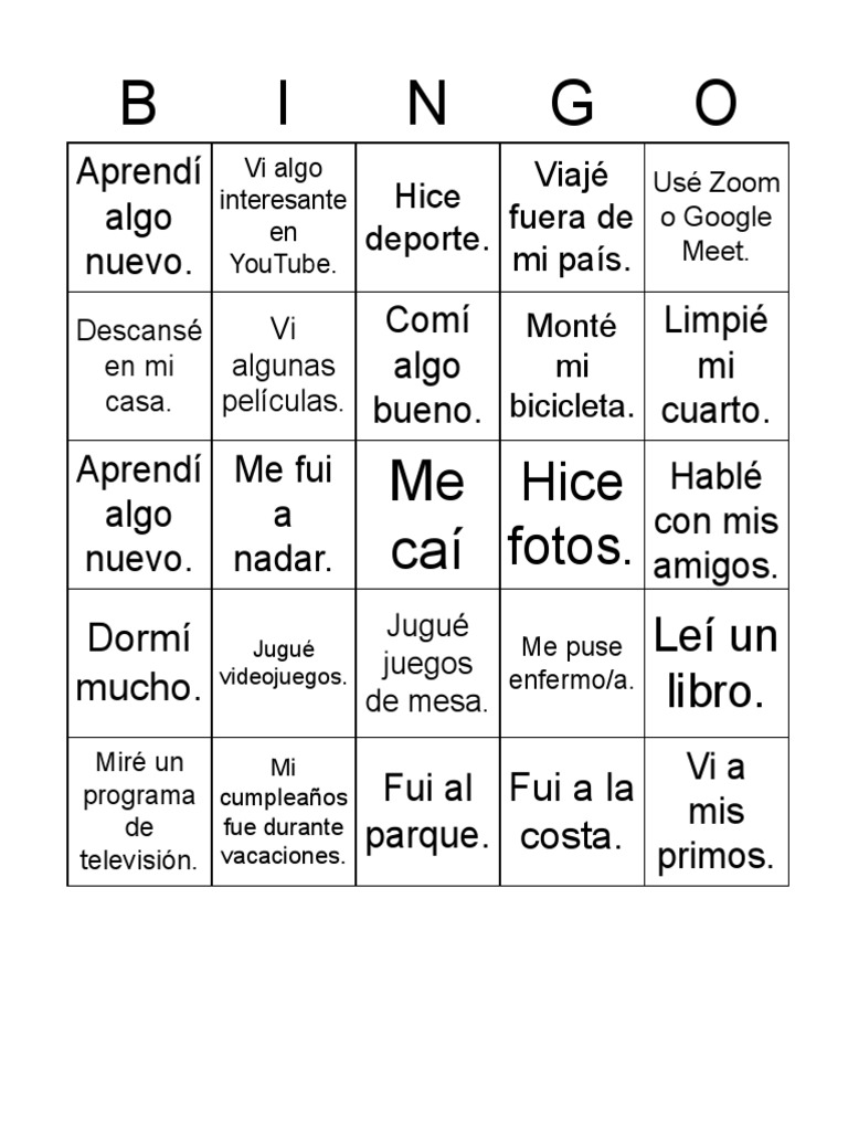 Bingo de Vacaciones | PDF | Música grabada