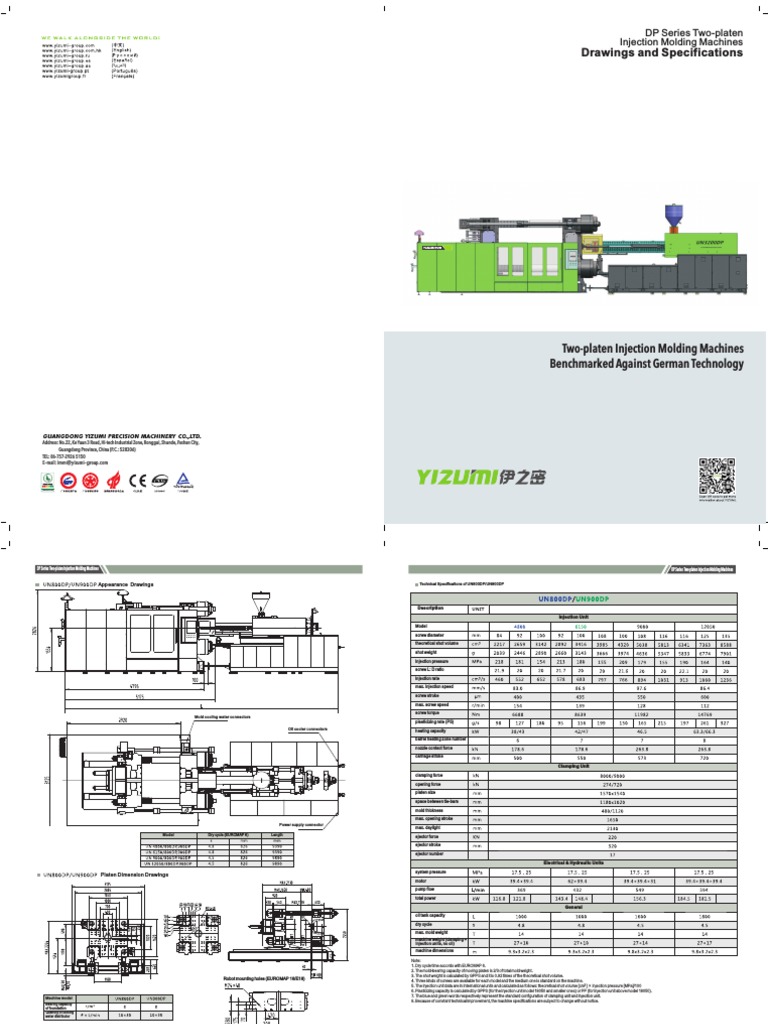 Drawings and Specifications: Two-Platen Injection Molding Machines ...