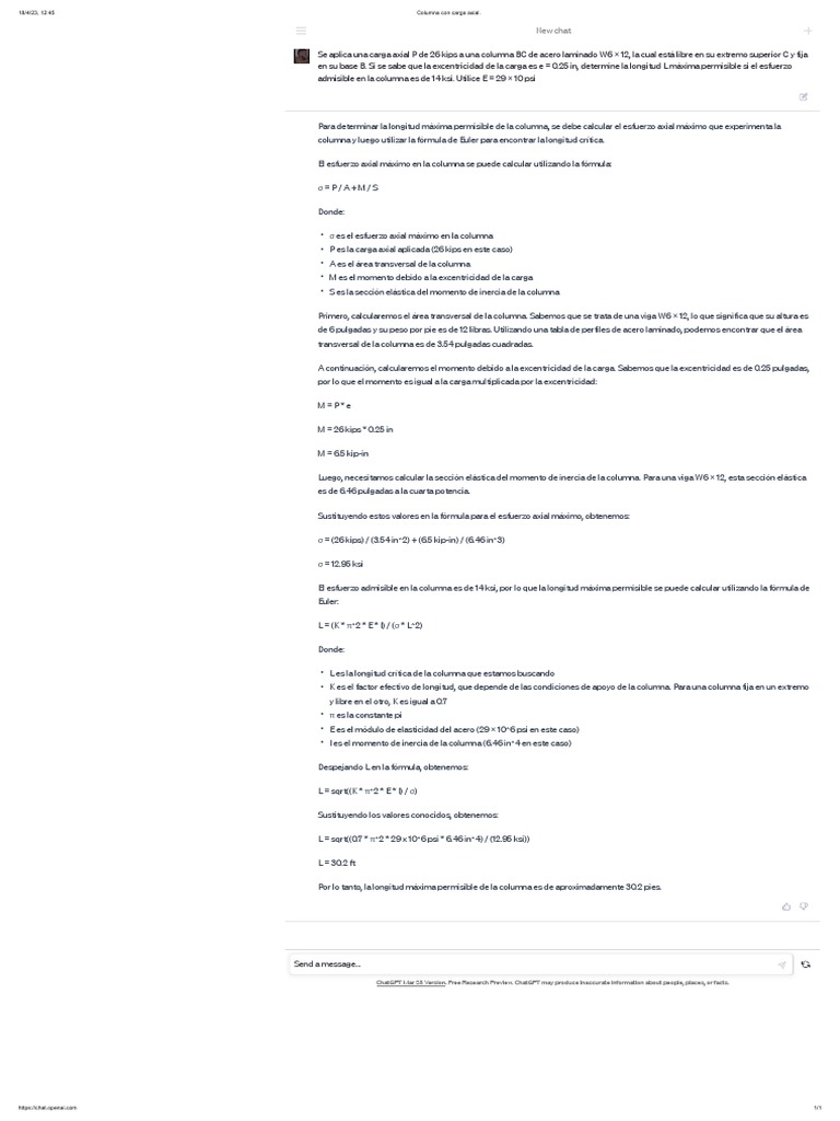 Columna Con Carga Axial | PDF | Viga (Estructura) | Ingeniería de Edificación