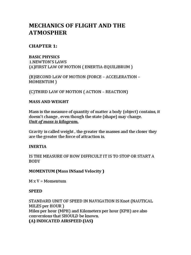 Mechanics of Flight: Physics Basics | PDF | Atmosphere Of Earth | Atmosphere