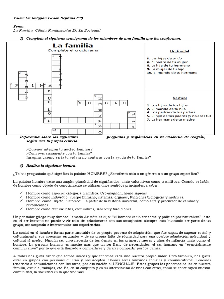 La Familia: Pilar de la Sociedad en 7° | PDF | Familia | Sociedad
