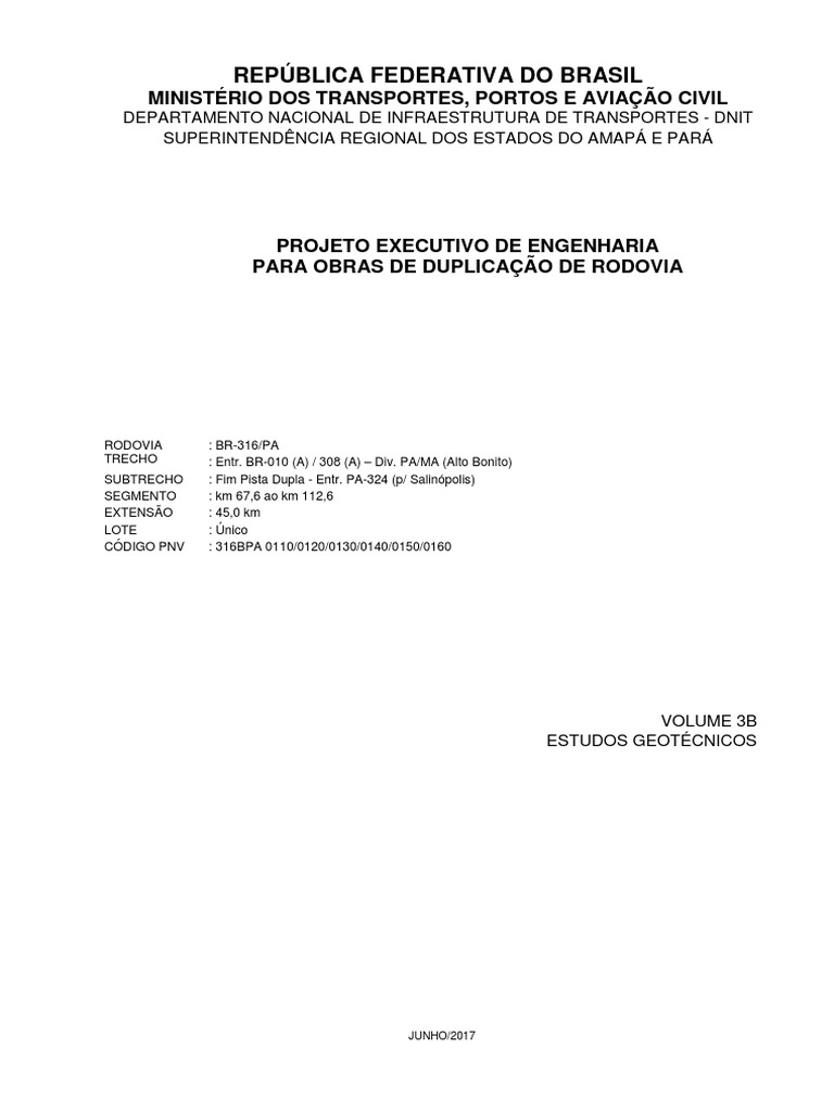933 BR316 Pa Projexec V3B Estudos - Geotecnicos | PDF | Orçamento
