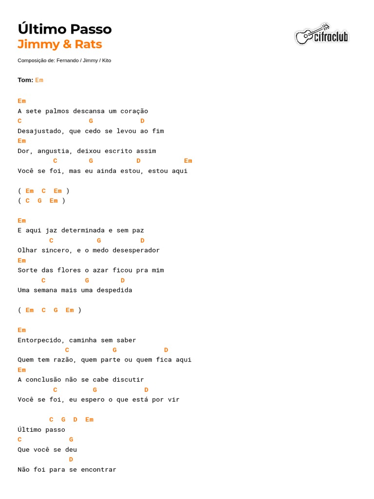 Cifra Club - Jimmy & Rats - Último Passo | PDF
