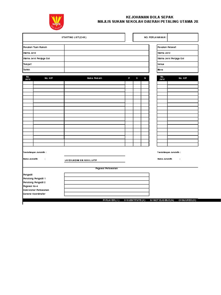 Borang C08 - Start List | PDF