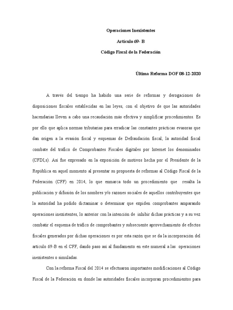 Artículo 69-B del Código Fiscal de la Federación | PDF | Impuesto sobre ...