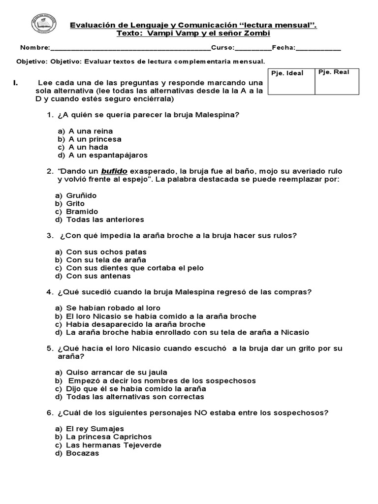 Evaluación de Vampi Vamp 2 | PDF