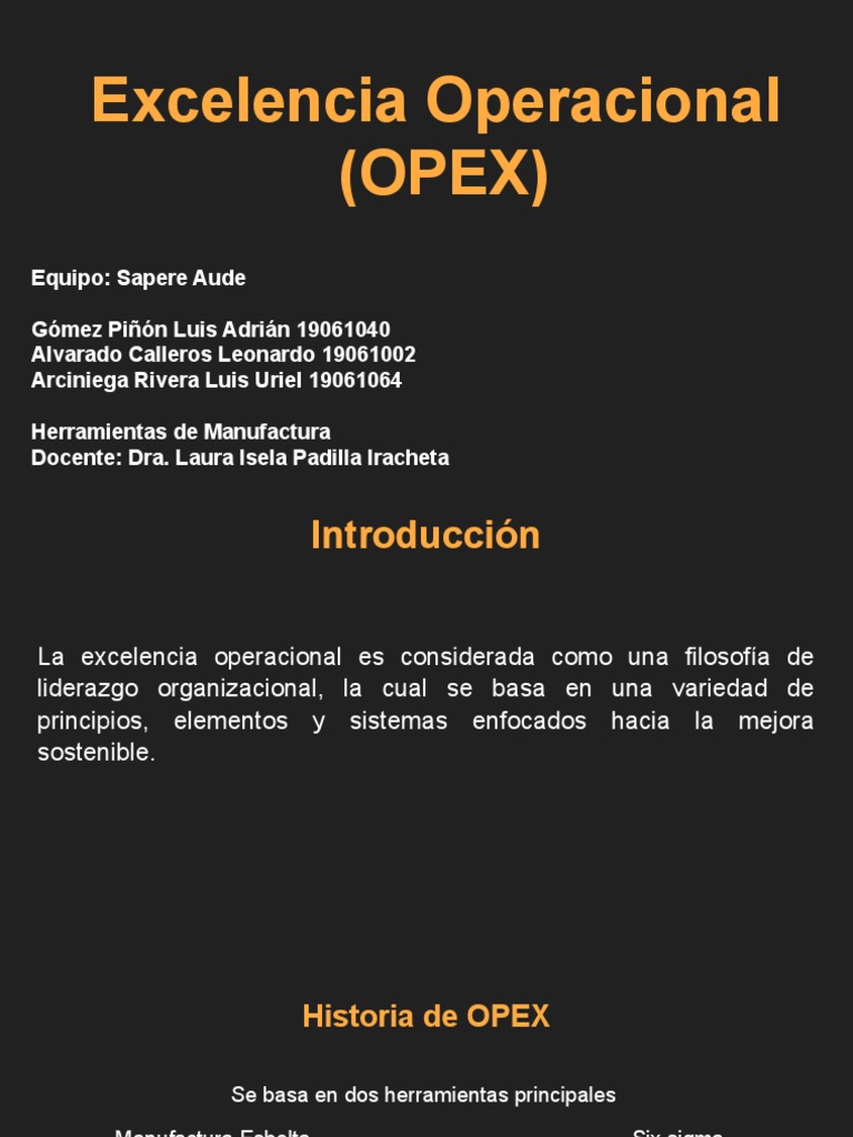 Excelencia Operacional (OPEX) | PDF | Lean Manufacturing | Procesos de negocio