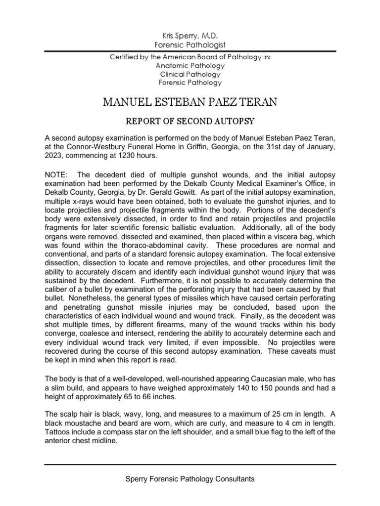 2023 03 07 Second Autopsy - FINAL | PDF | Autopsy | Anatomical Terms Of ...