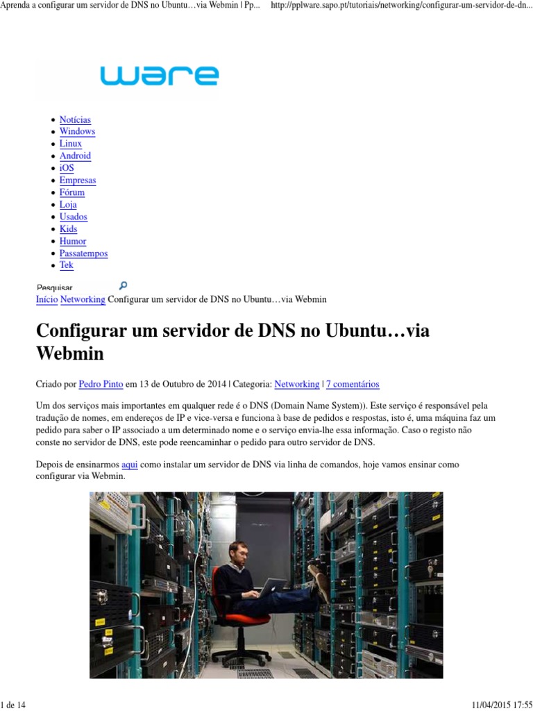Configurar Um Servidor de DNS No Ubuntu Via Webmin | PDF | Sistema de Nomes de Domínio (DNS ...