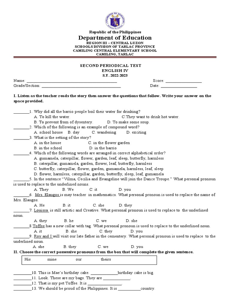 PT - English 4 - Q2 | PDF | Linguistics