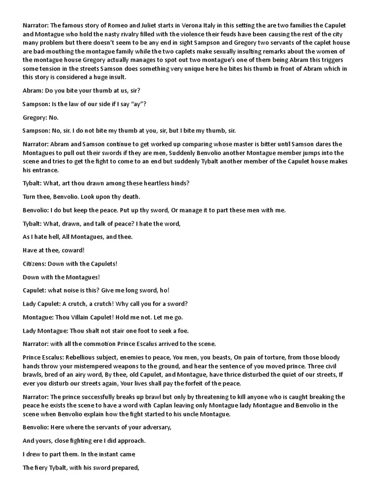 Script of Romeo and Juliet | Download Free PDF | Characters In Romeo ...