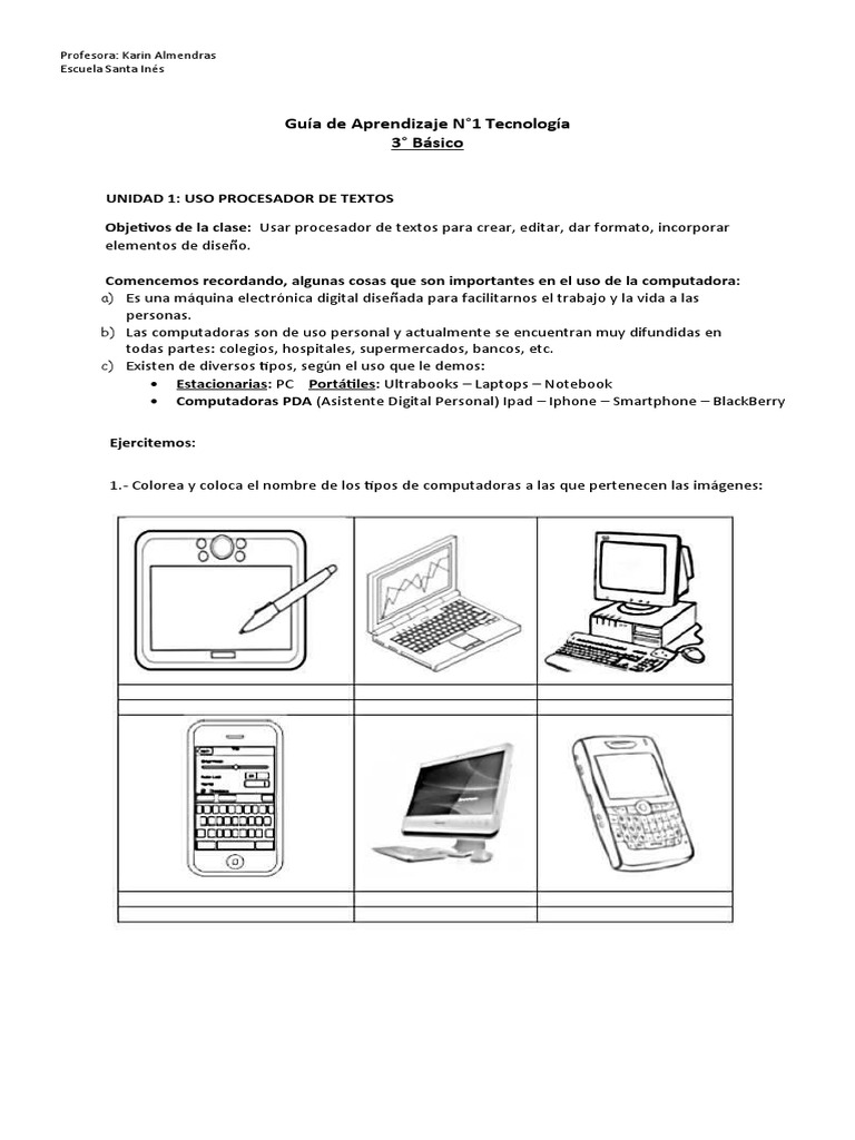 Guia N°1 Tecnologia 3° Básico | PDF