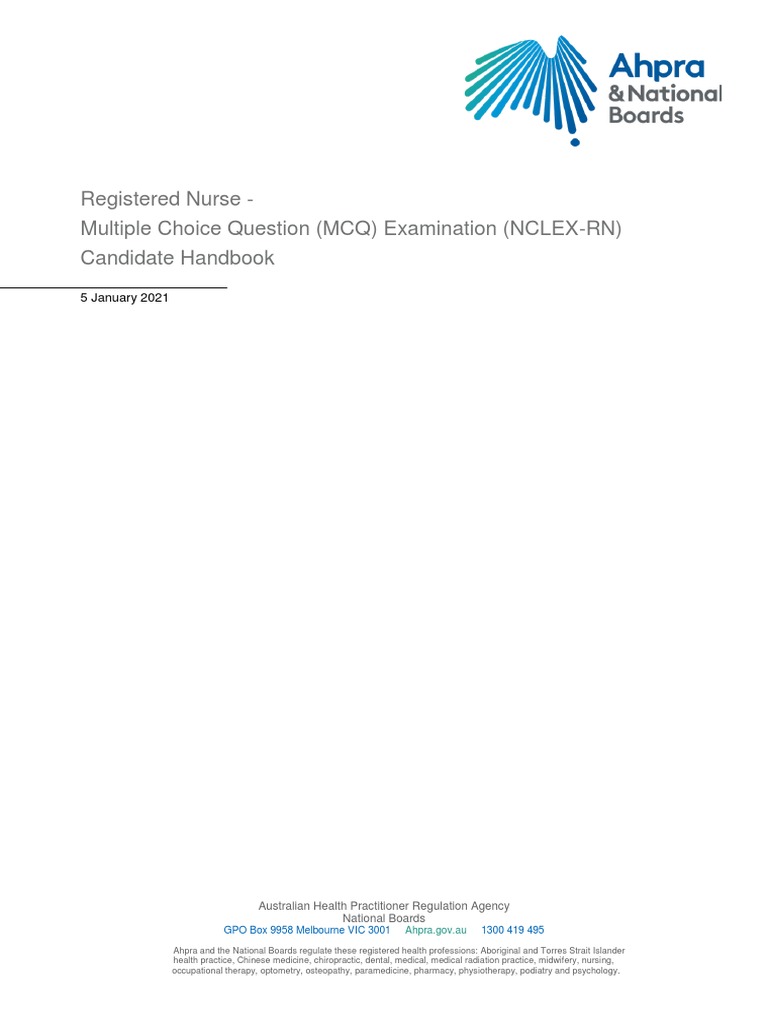 Nursing and Midwifery Board Candidate Handbook NCLEX RN MCQ Examination ...