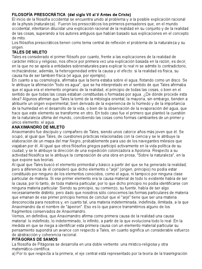2023 Los Presocráticos | PDF | Realidad | Metafísica