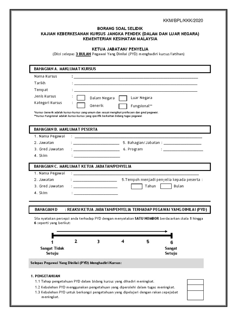 Borang - Soal Selidik - Kajian Keberkesanan Kursus | PDF