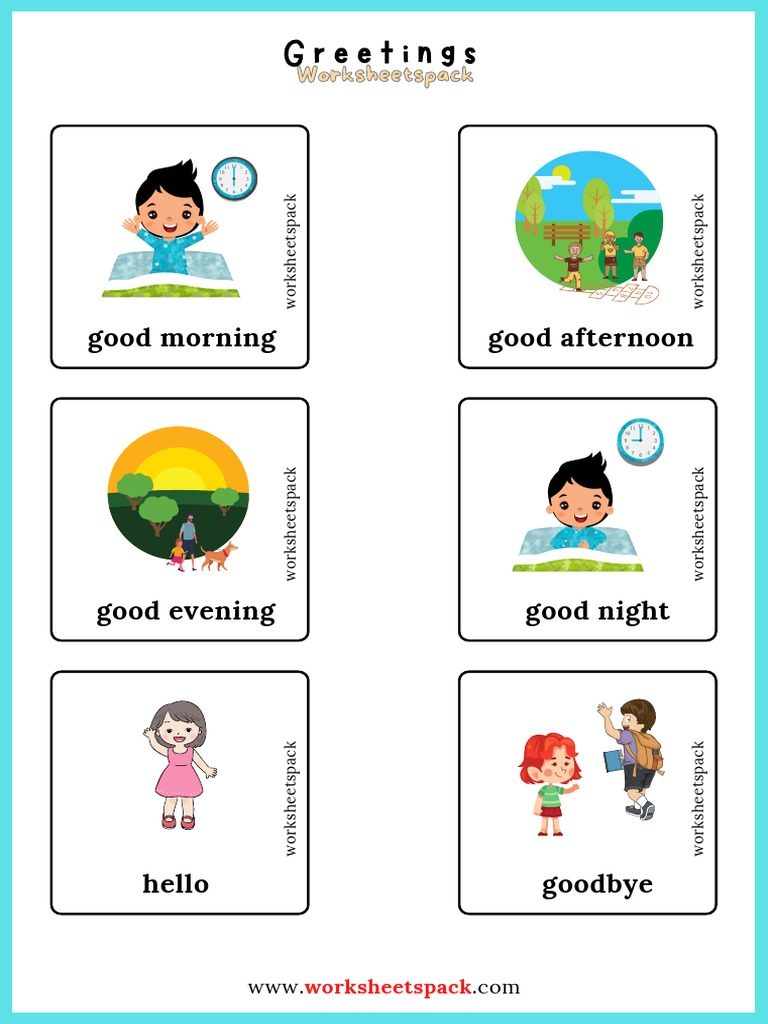 Greetings Printable Learning Cards For Kids | PDF