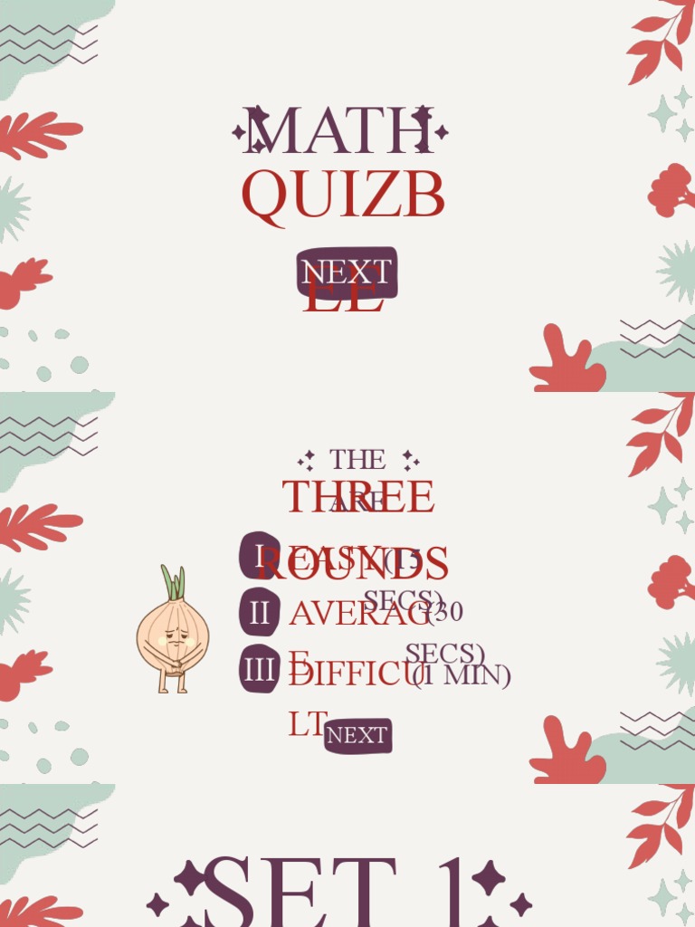 MATH QUIZ BEE: 3 ROUNDS OF EASY TO DIFFICULT MATH QUESTIONS | PDF ...