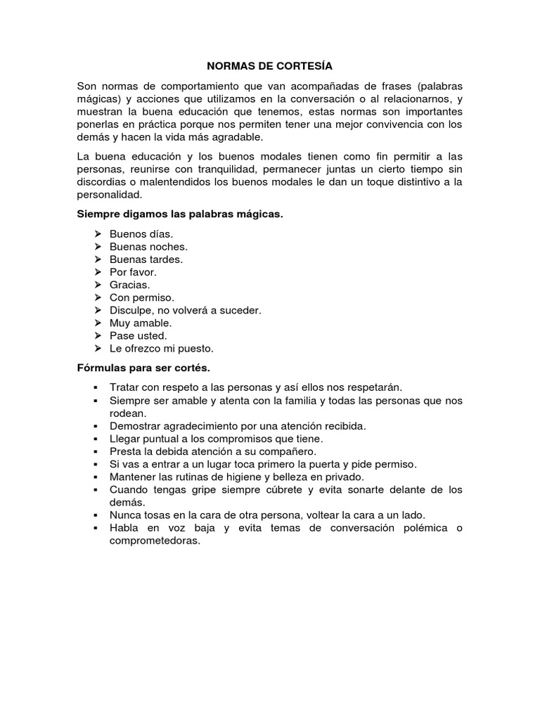 Normas de Cortesía | PDF