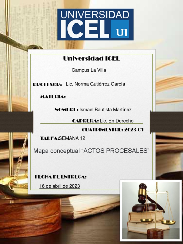 Universidad ICEL: Mapa Conceptual "ACTOS PROCESALES" | PDF