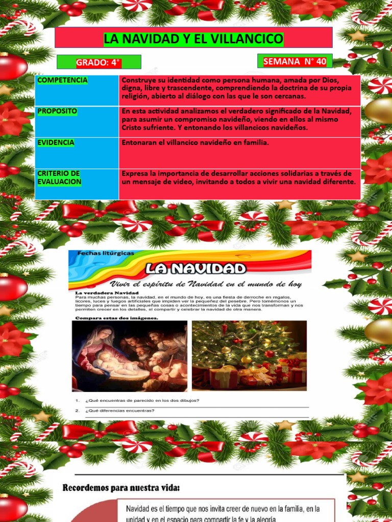 La Navidad Y El Villancico: GRADO: 4° Semana #40 | PDF | Religión y ...