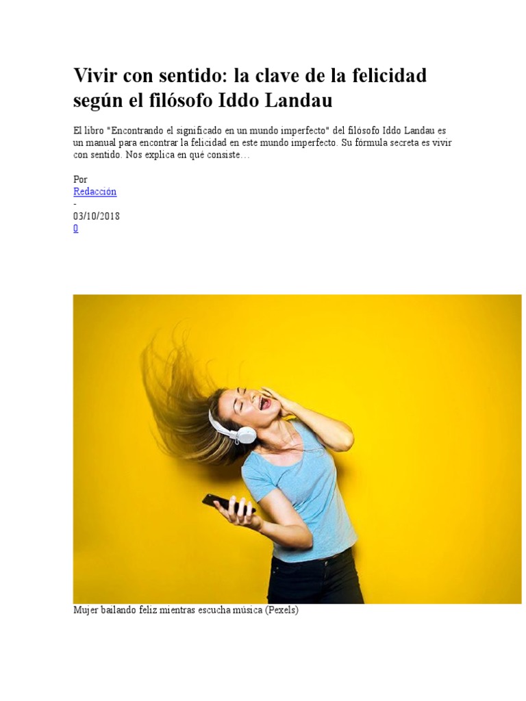 Vivir con Sentido: Clave de Felicidad | PDF | Felicidad
