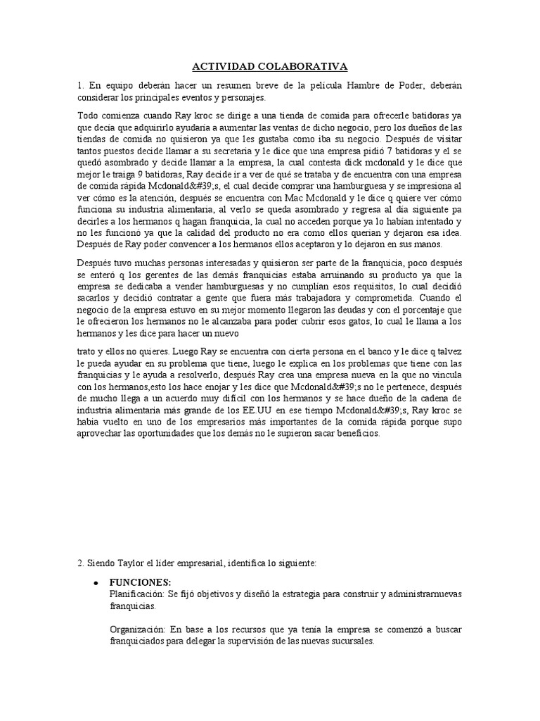 Resumen de "Hambre de Poder" y Lecciones Empresariales | PDF | Mc ...
