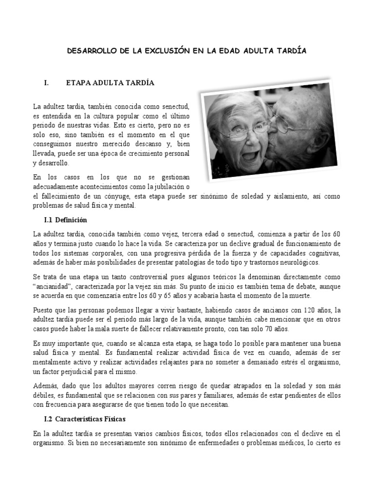 Desarrollo de La Exclusión en La Edad Adulta Tardía | PDF | Vejez | Adultos