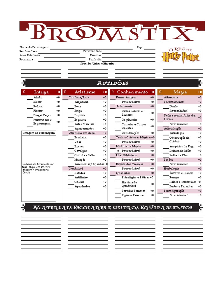 Ficha Broomstix - Editável (Criação) Teste | PDF